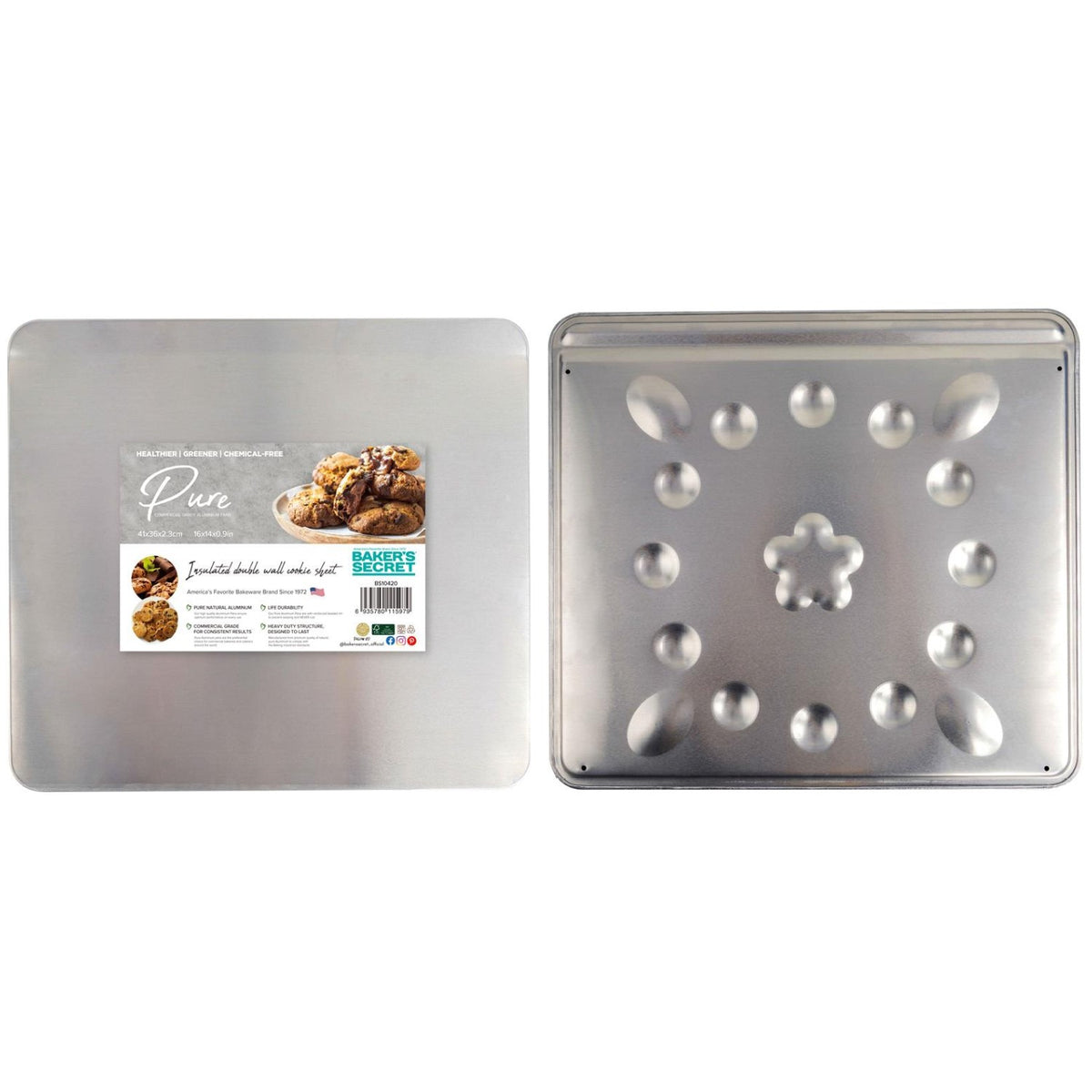 Baker's Secret Pure Aluminum Insulated Baking PAN - 16x14x0.9 Inch # B ...