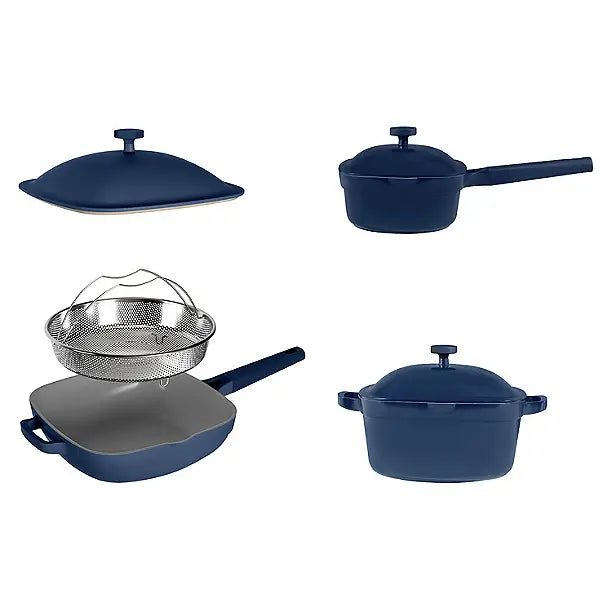 GOURMET EDGE- CAST ALUMINUM 7 PC COOKWARE SET - Blue – Womynhomeproducts
