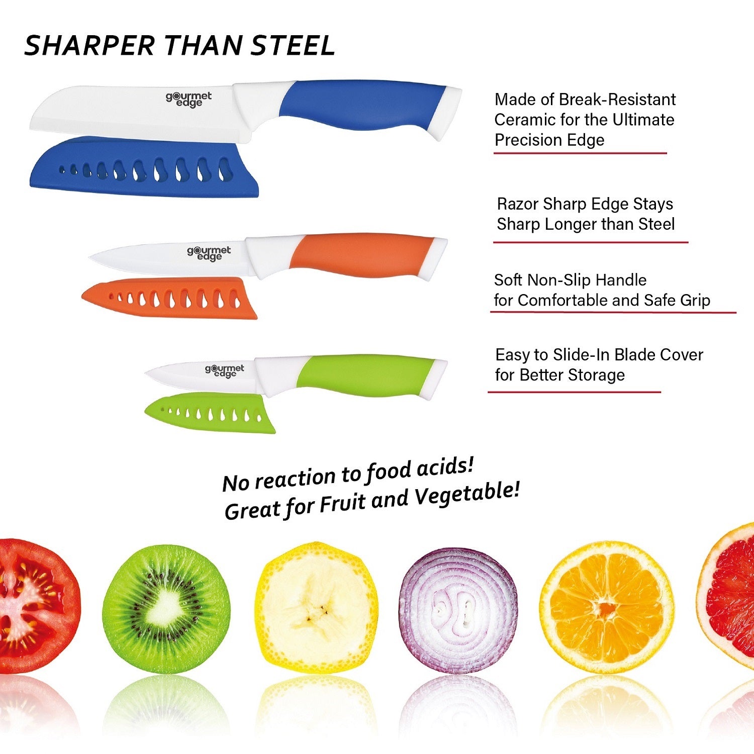 Gourmet Edge - 6-PIECE CERAMIC KNIFE SET-#WM049W – Womynhomeproducts