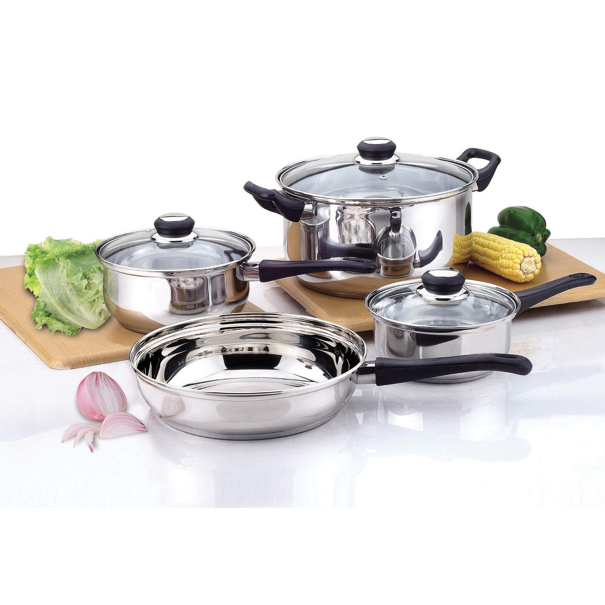 Gourmet Edge - 7 Piece Stainless Steel Non Stick Cookware Set #20-1008 ...